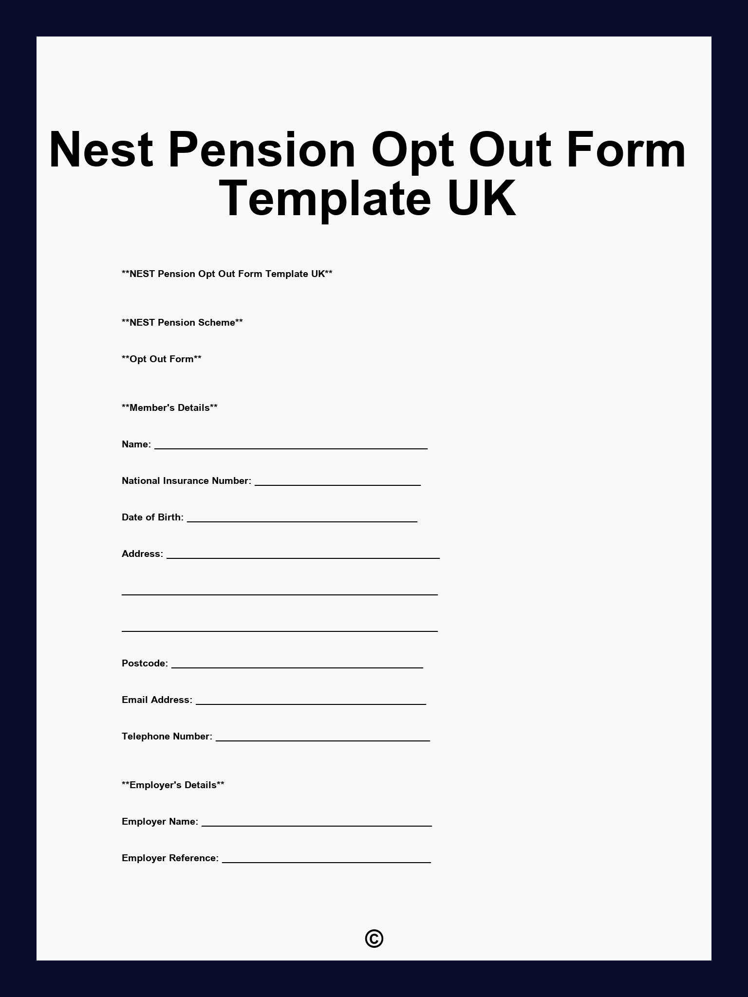 Nest Pension Opt Out Form Template UK